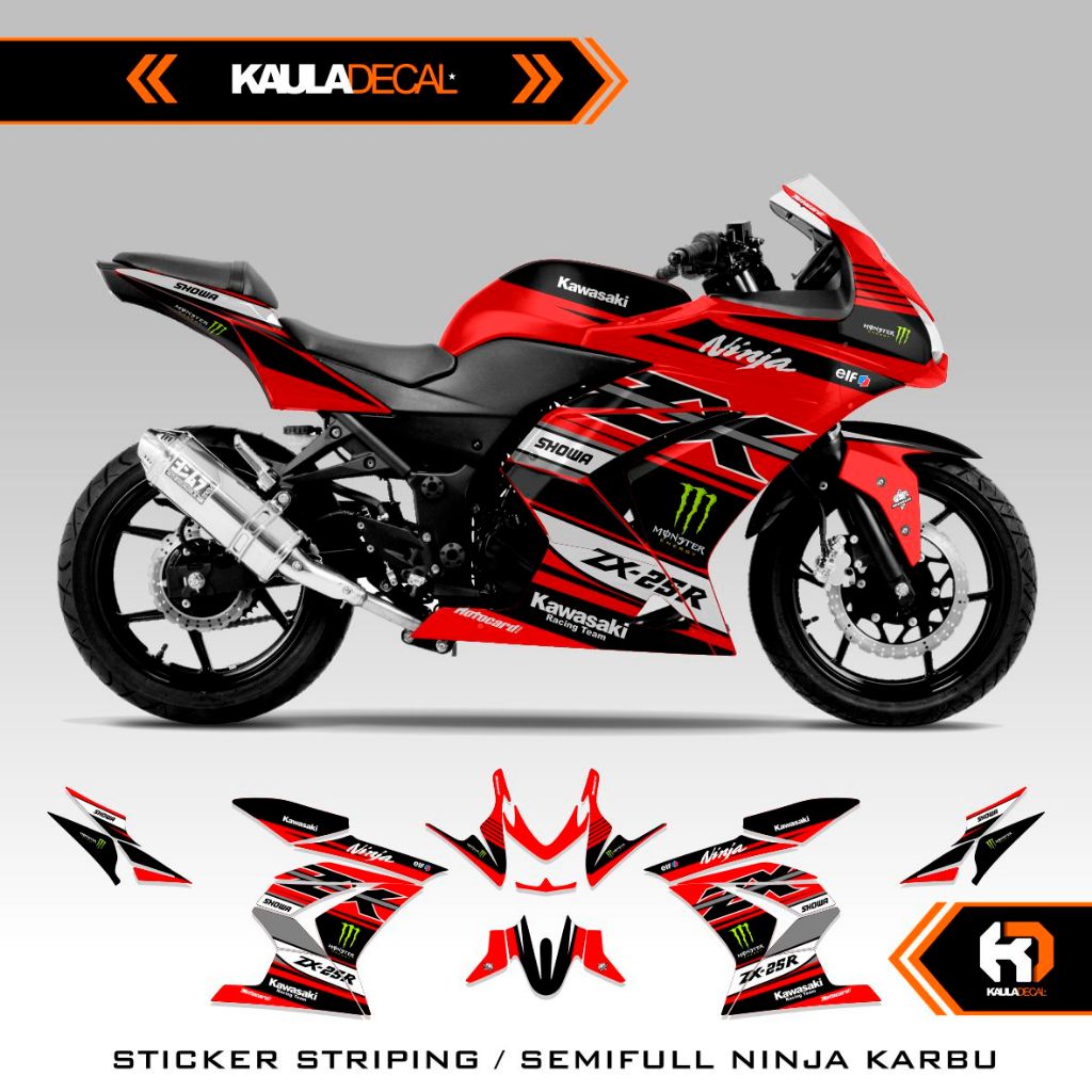 Striping Semifull Ninja 250 karbu / motif 2/ Sticker / Sticker / Stock ...
