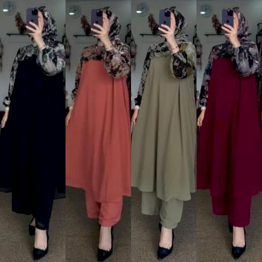 Aliyah long tunic hijab set oneset long cringkel tunic women's jumbo ...