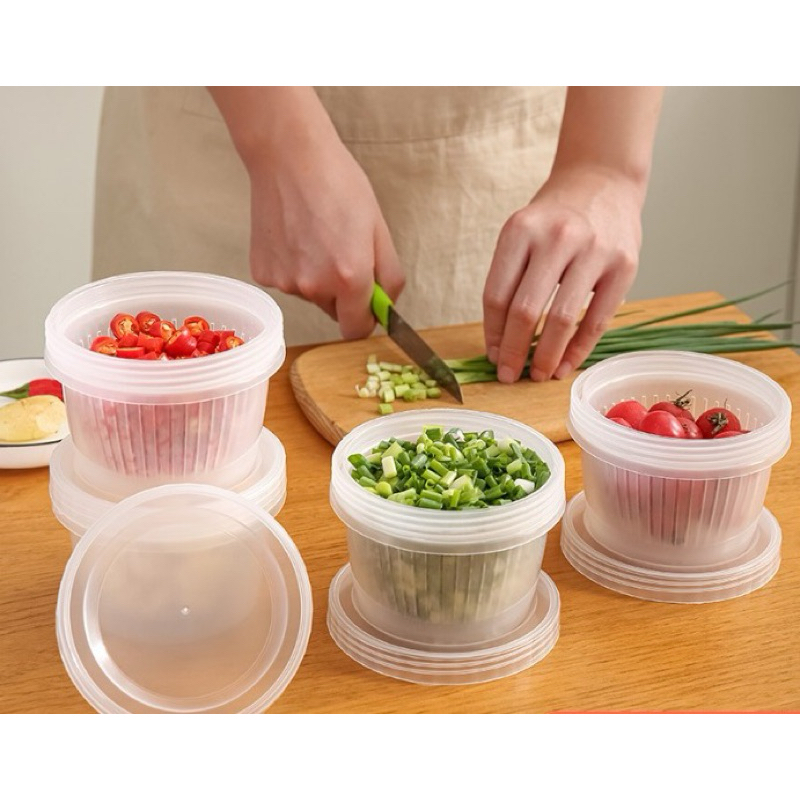 Transparent Round Jar + Multi-Purpose Vegetable Onion Storage Strainer ...