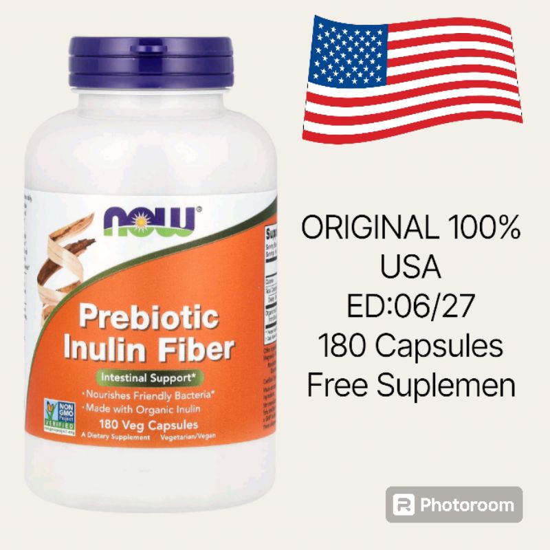 Now Prebiotic Inulin Fiber, 180 Veg Capsules PRE-ORDER USA | Shopee ...