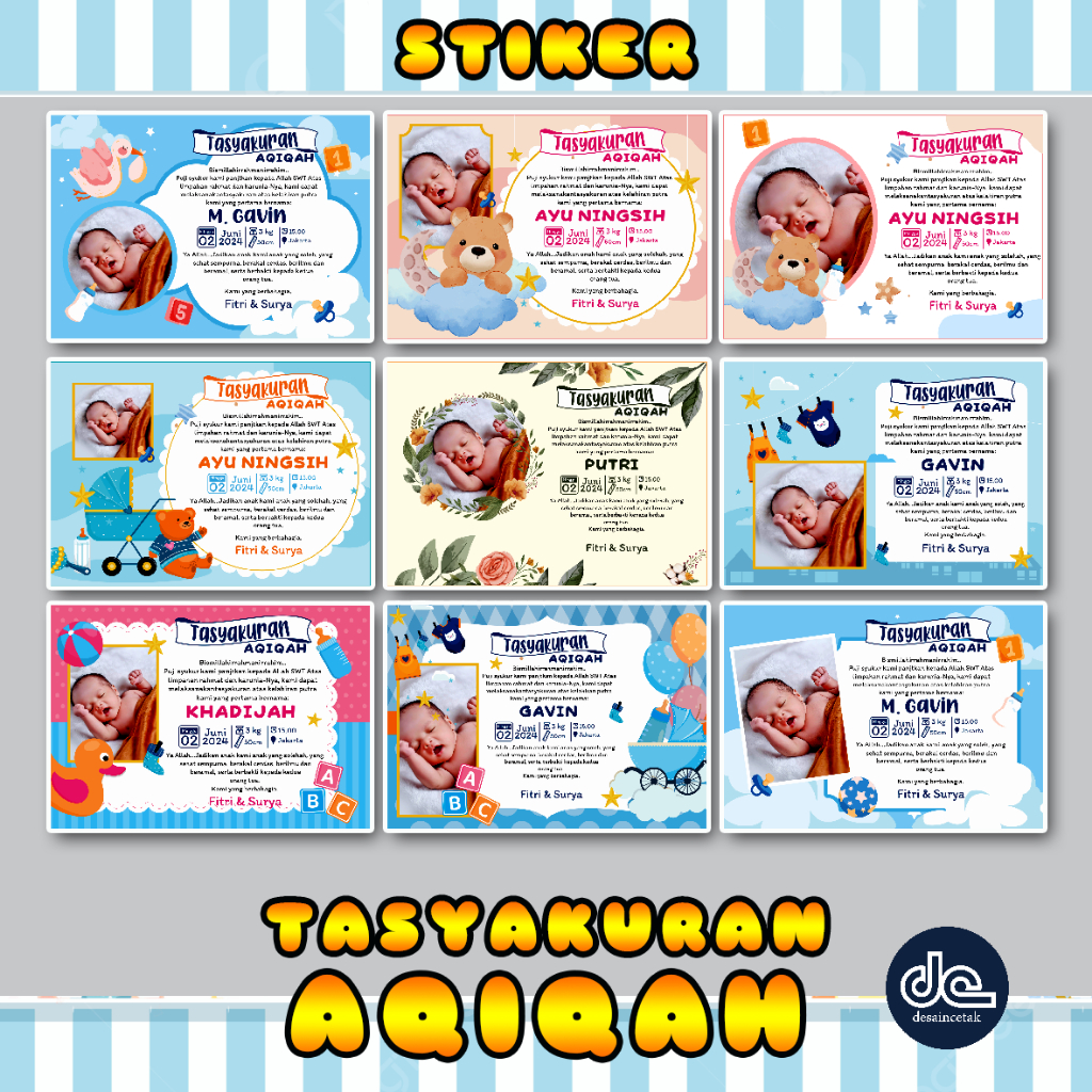 Aqiqah Tasyakuran Stickers/Cards for children are cute and cute ...