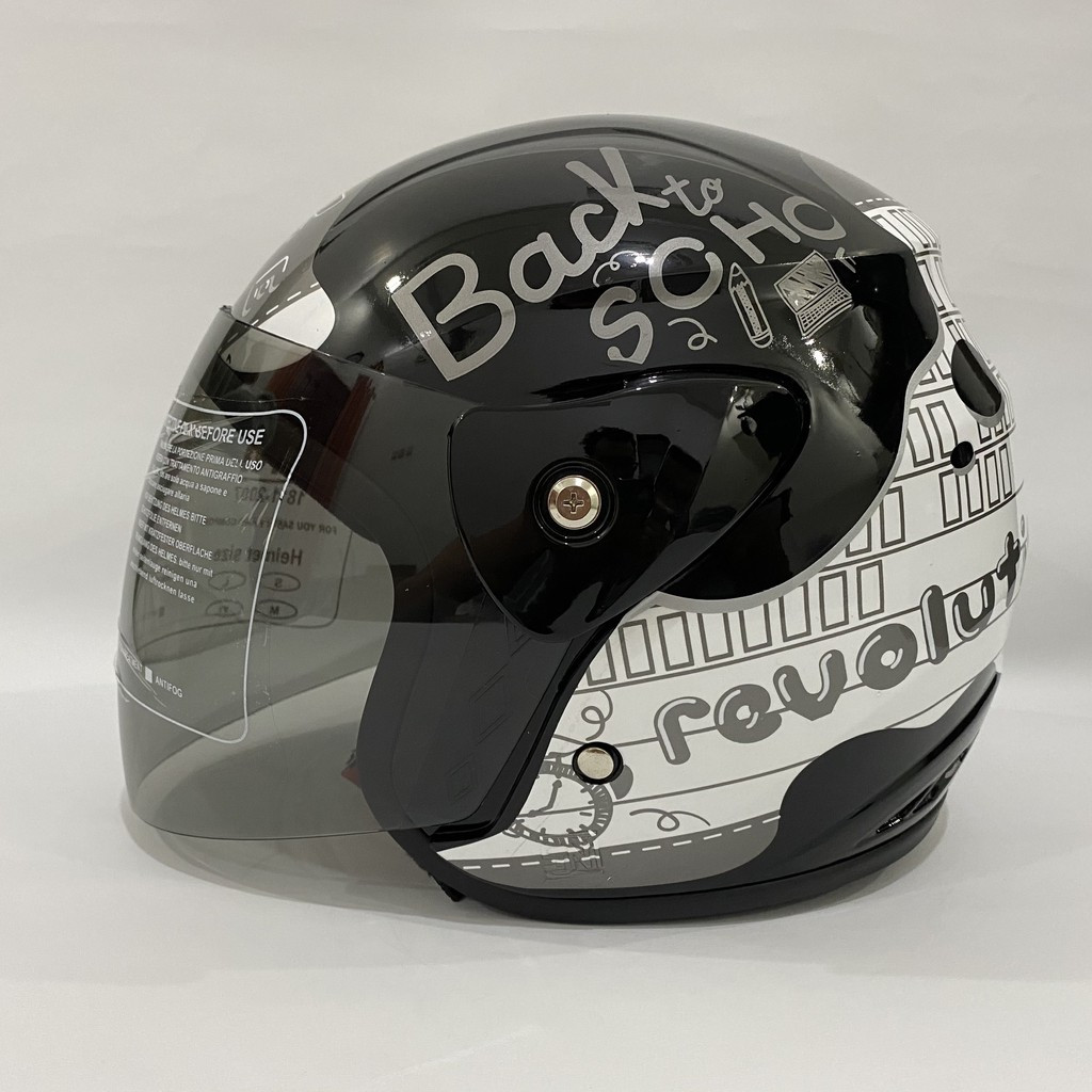HITAM Evo Nuvo SNI Helmet Adult Glossy Black Revolution Motif - SNI ...