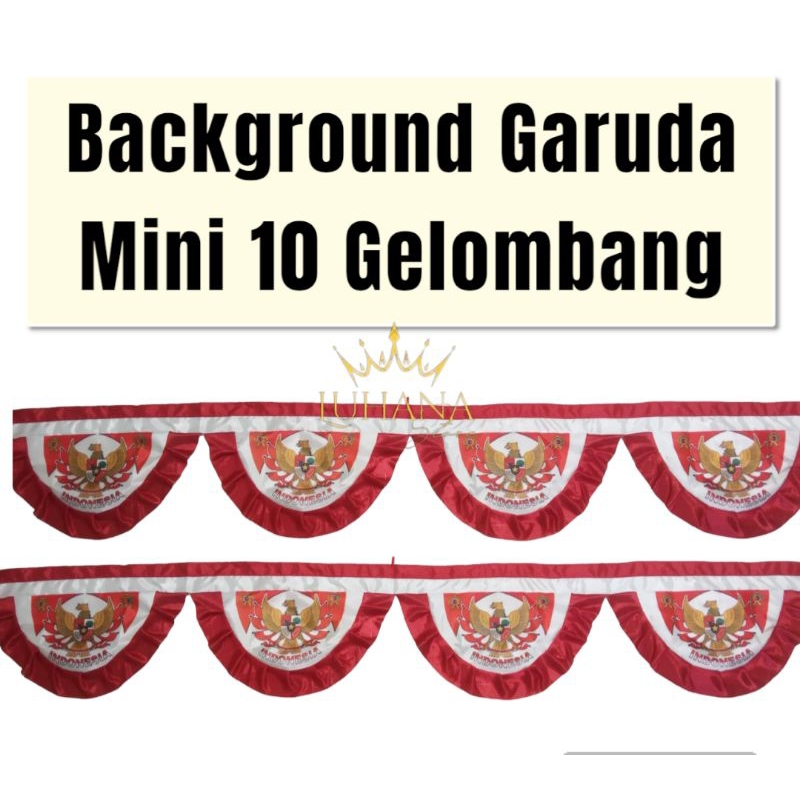 MERAH PUTIH Red and white mini garuda background flag with 10 long ...