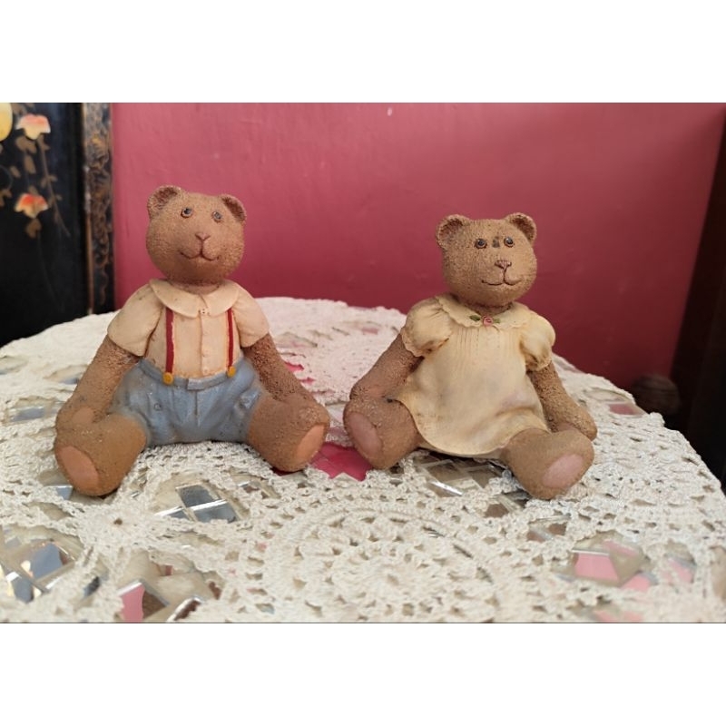 Vintage teddy bear statue and its partner (2pcs) Old school collection ...