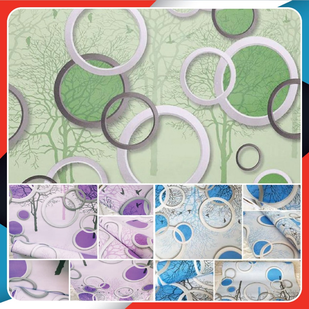 WALL WALLPAPER 45CM X 8 METER WALPAPER WALL STICKER WALPEPER 3D CIRCLE ...
