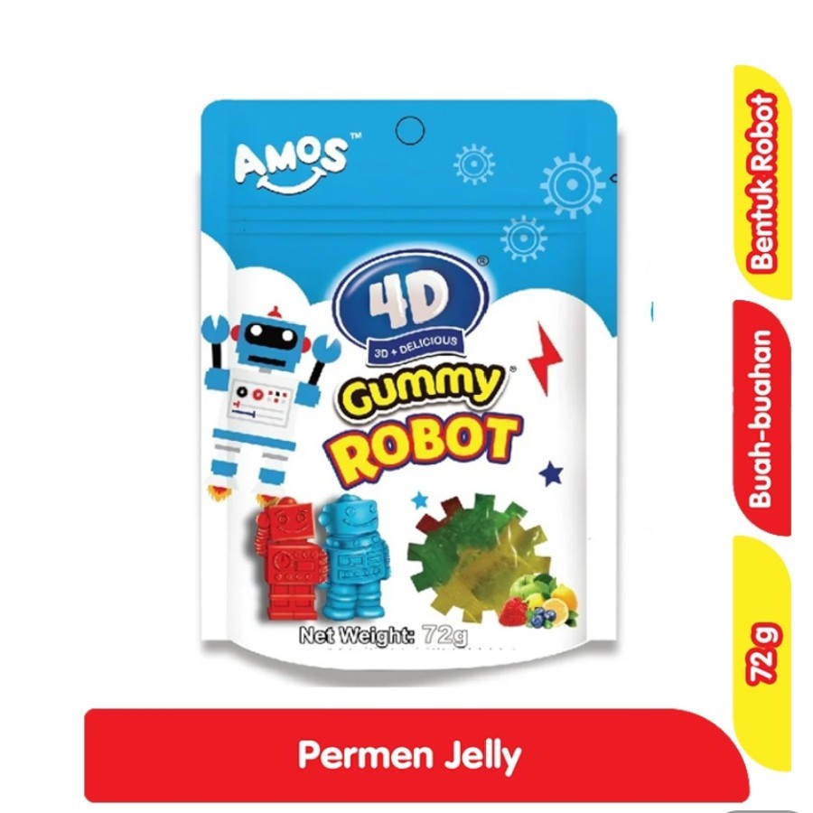 Amos 4D Gummy Robot Fruit Jelly Candy 72 g | Shopee Malaysia