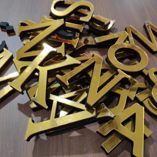 Embossed Letters/Numbers Embossed Acrylic GOLD MIRROR/SILVER MIRROR 2mm ...