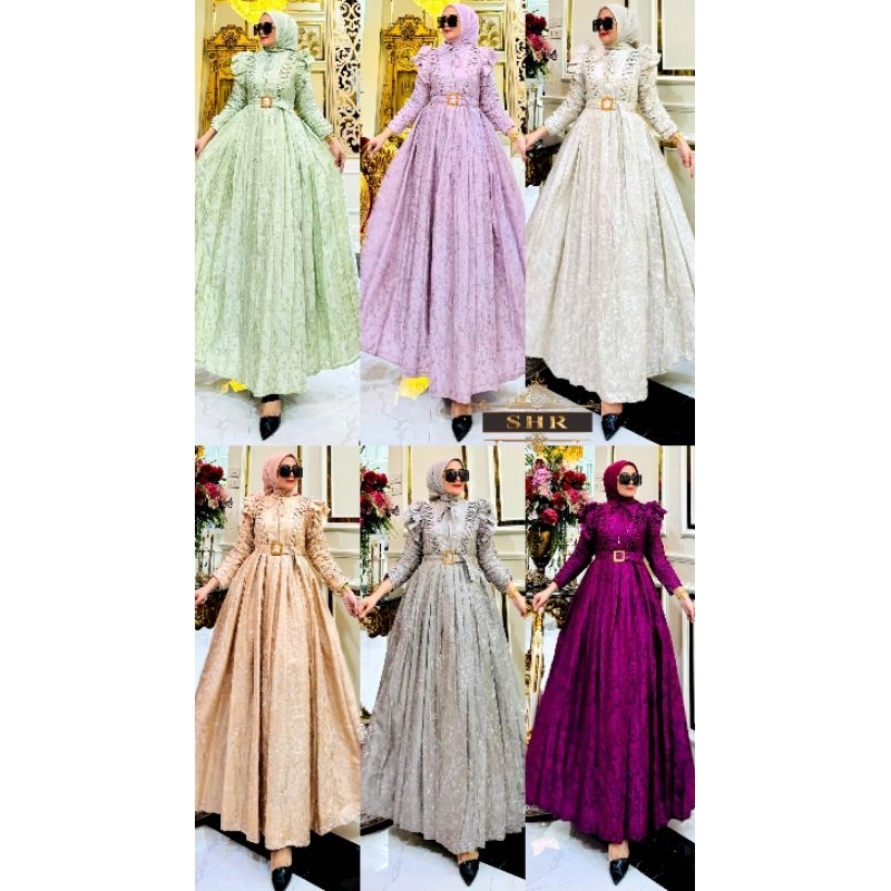 New SHR ORI 100% DRESS MAXI REMPEL GAMIS VIRAL TEXTURE Thick Flash ...
