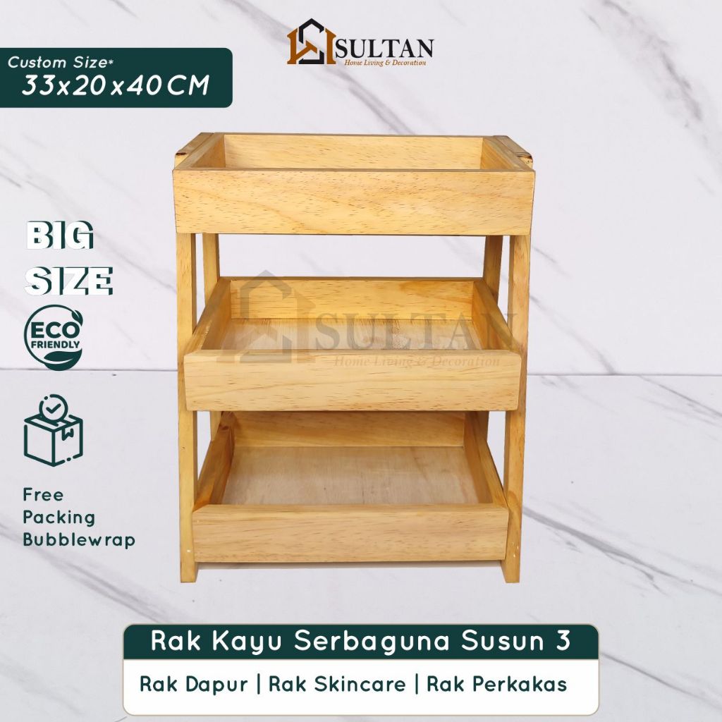 KAYU Big Size!! Onion Rack Stacking 3 Aesthetic Multi-Purpose Wooden ...
