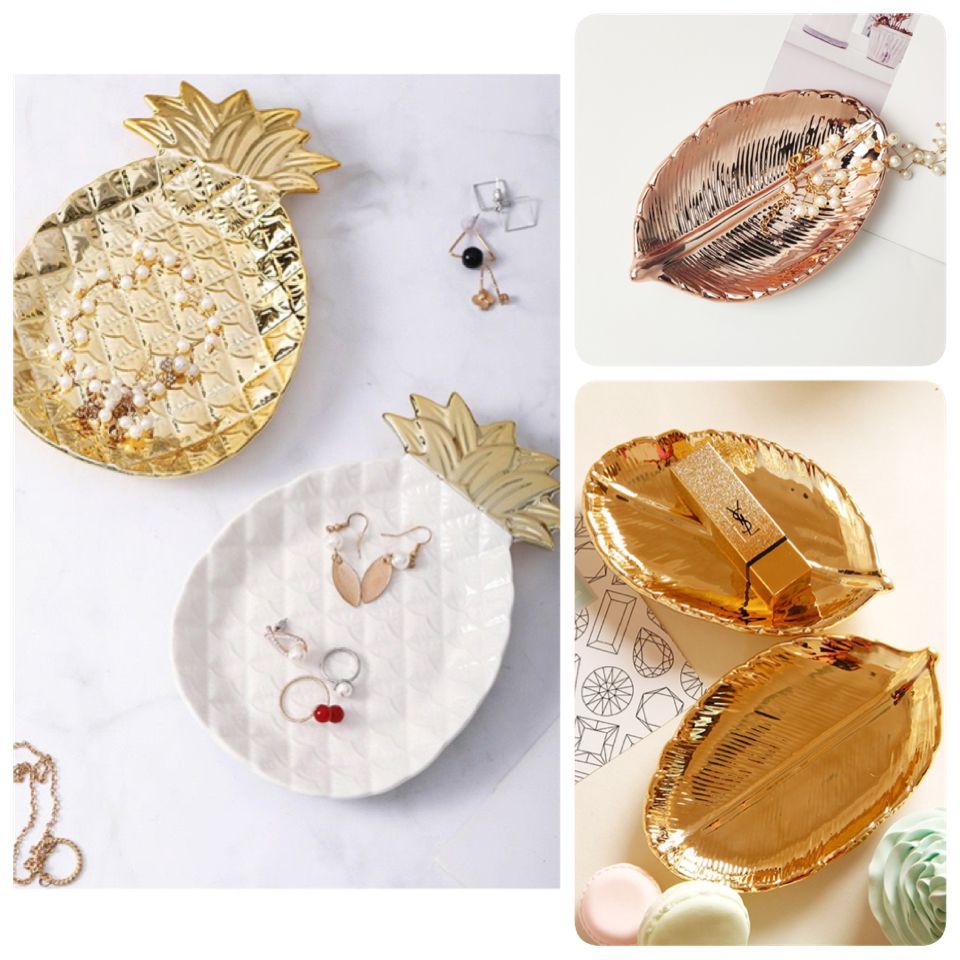 Pineapple Ceramic Golden Plate / Pineapple-Shaped Gold Leaf Plate with ...