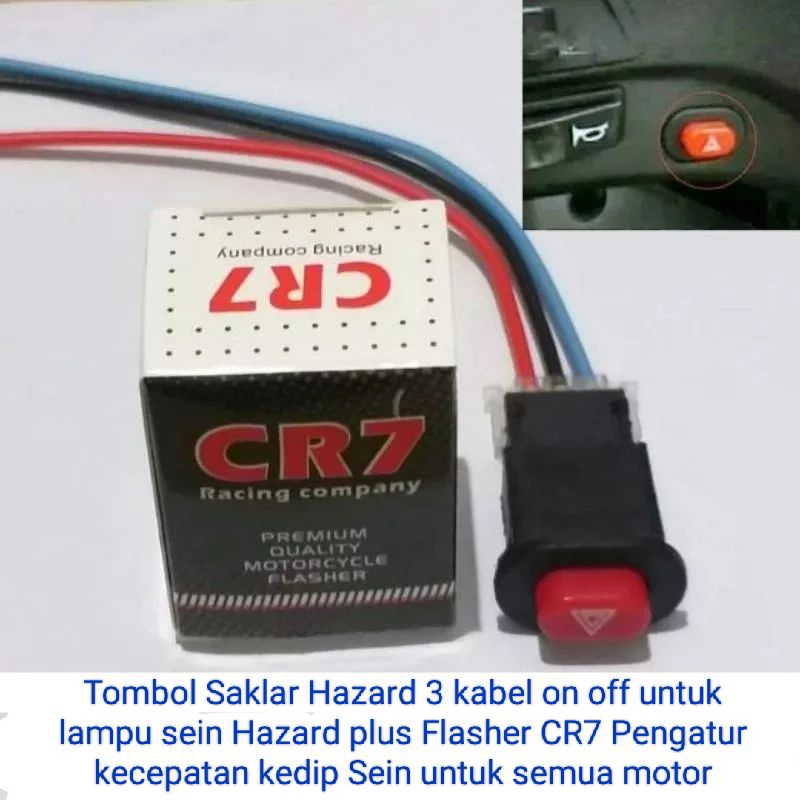 TOMBOL 3-wire On /Off Hazard Switch Button Plus CR7 LED Turn Signal ...