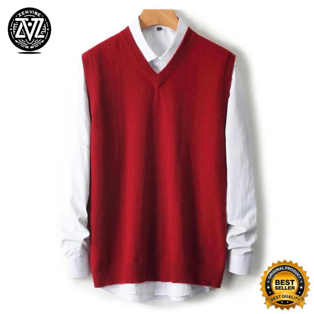 Vest Liam Zenvibe ID Korean Knitted Men's vest V neck Plain Knit vest ...