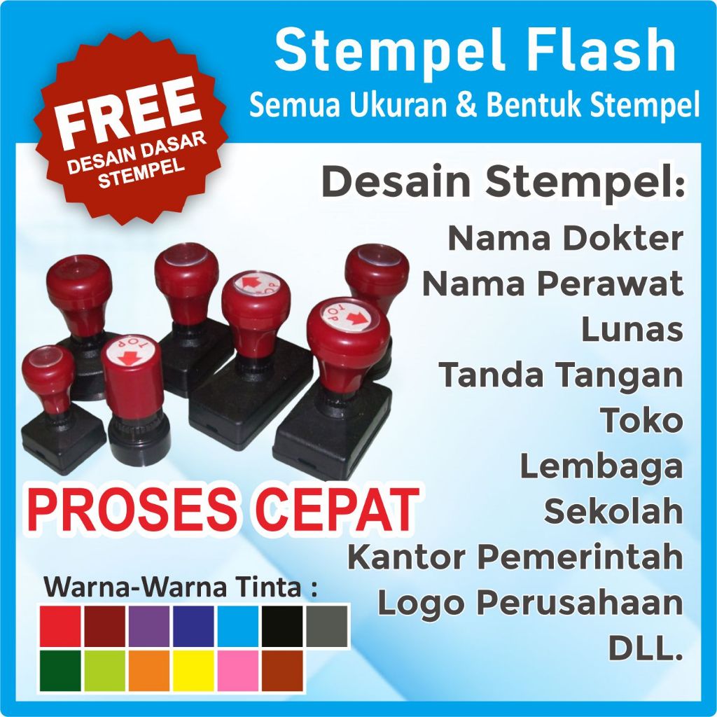 MERAH Red Handle Flash Stamp FREE Design | Ppat Stamp | Kpps Stamp ...