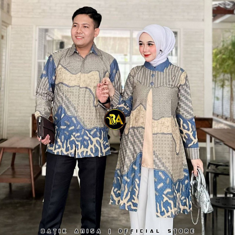 KEMEJA Modern Batik Tunic Couple Clothes Set Men's Batik Shirt Couple Batik Shirt Couple Batik ...