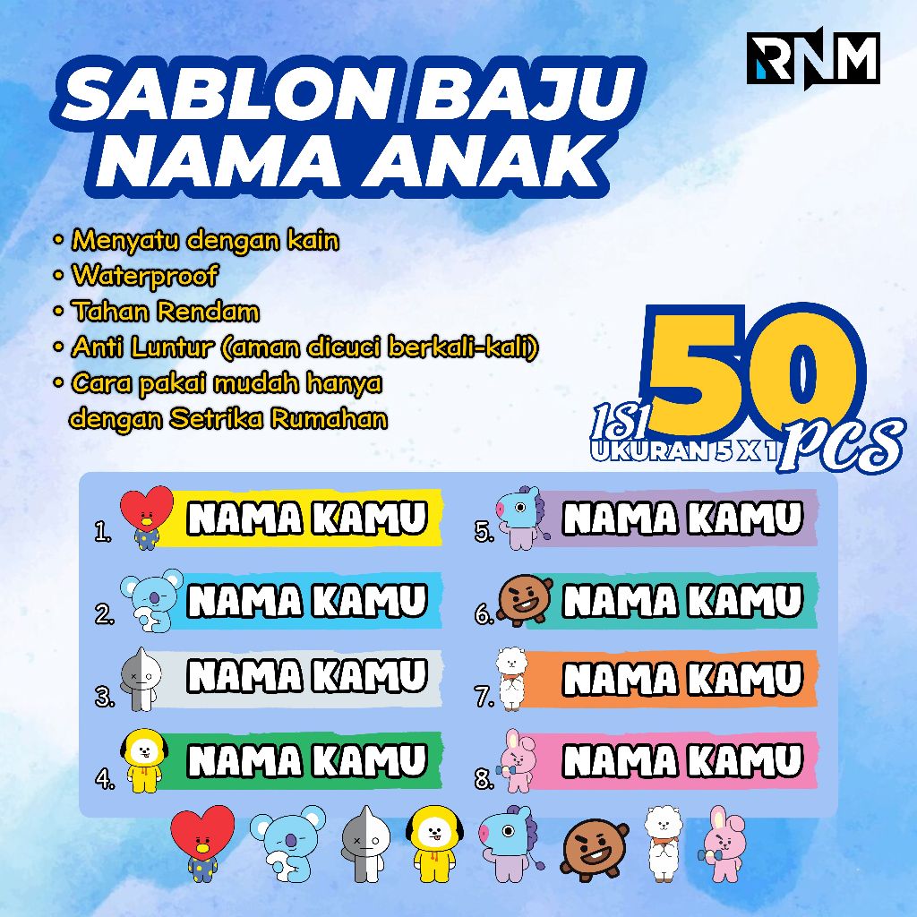 [ Bt21 ] Children's clothing name screen printing stickers - practical ...