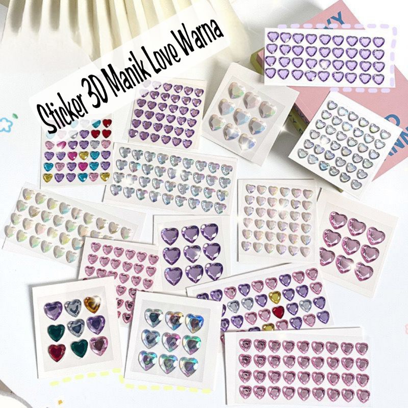 Transparent Color Love Bead 3D Sticker/Heart Shape Diamond DIY Sticker ...