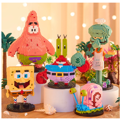 Spongebob Patrick Crabs Krabs Plankton Garry nano block micro blocks bricks nano diy Toys balody ...