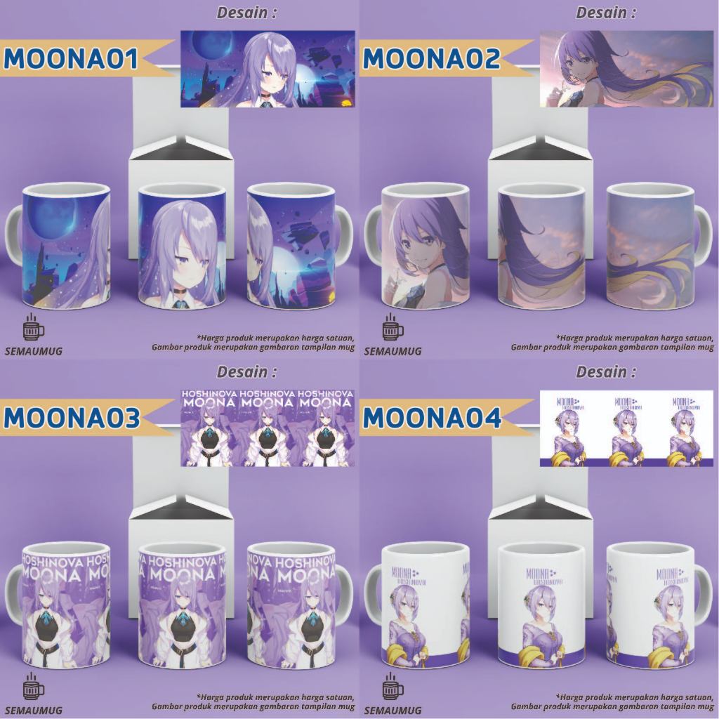 Mug MOONA HOSHINOVA HOLOLIVE Gift VTUBER HAMPERS Glass Cup CUSTOM PRINT ...