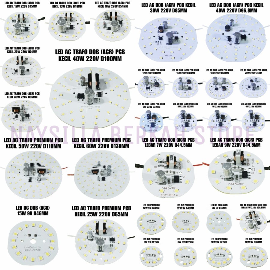 Ac ACR AND PREMIUM 3W SD 60W LED PCB COMPLETE - DC LED PCB ...