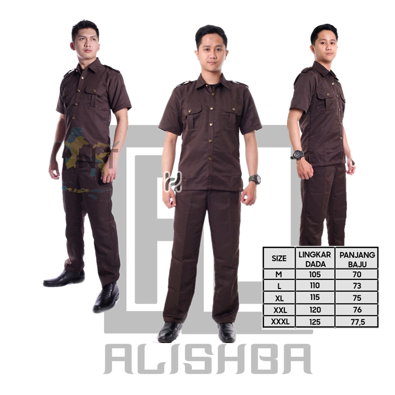 HITAM Safari Security Uniform Suit Black Brown Driver Uniform Personal ...