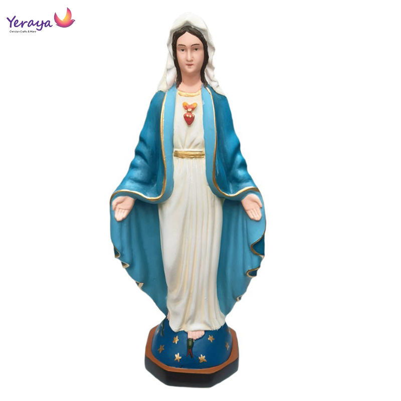 Spiritual Statue of Our Lady of the Sacred Heart Blue Star Solid 30cm ...