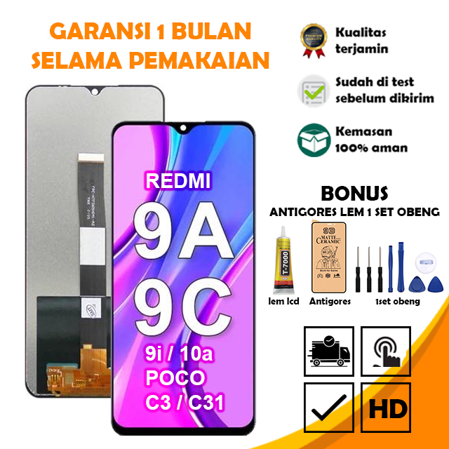 [ ORIGINAL ] LCD XIAOMI REDMI 9A/9C/9i/REDMI 10A/POCO C3/C31 Fullset ...