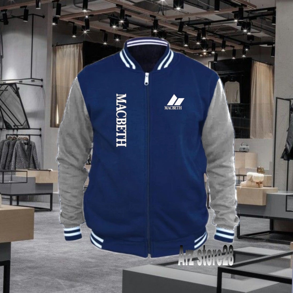 Free White Varsity Text Jacket Macbeth Kirka Latest Distro Hoodie ...