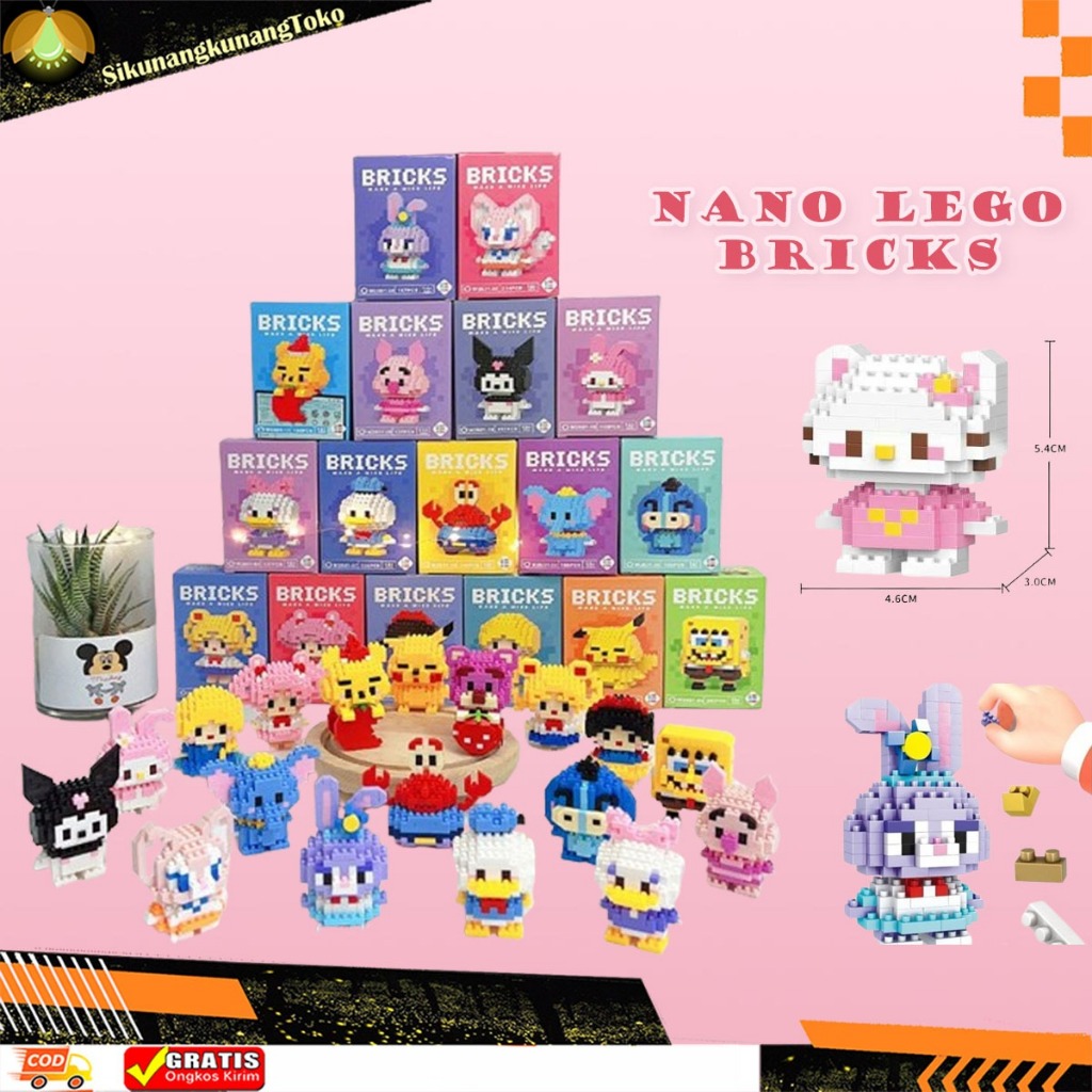 (SKN) Nano Lego Bricks Toys Building Blocks Stacking Educational Toys DIY Mini Series Hello ...