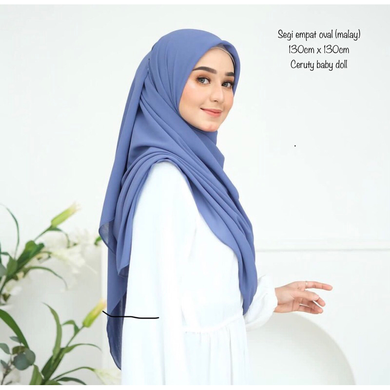 Oval rectangular Hijab size 130x130 / malay Oval rectangular Hijab ...