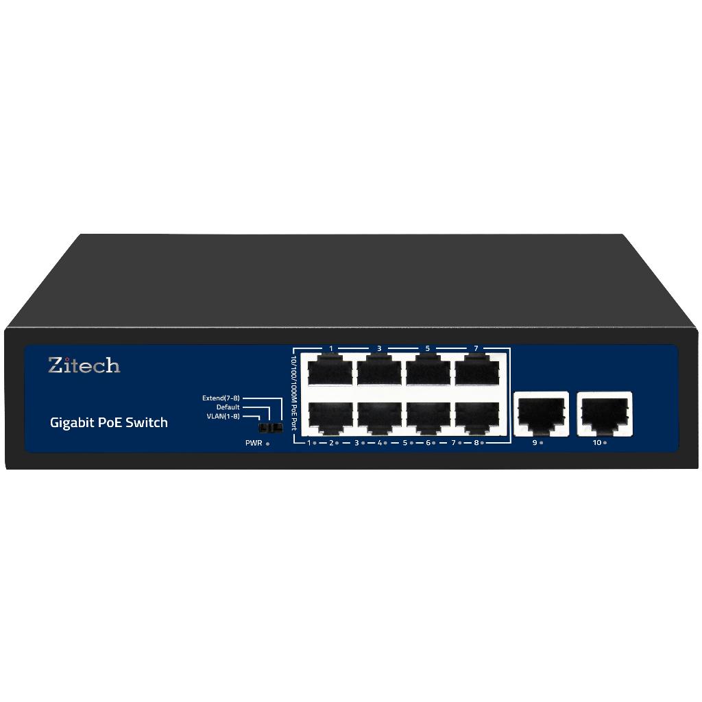 Switch PoE Zitech ZT-HN8G2G-96-V4 Full Gigabit 8 Gigabit port + 2 ...