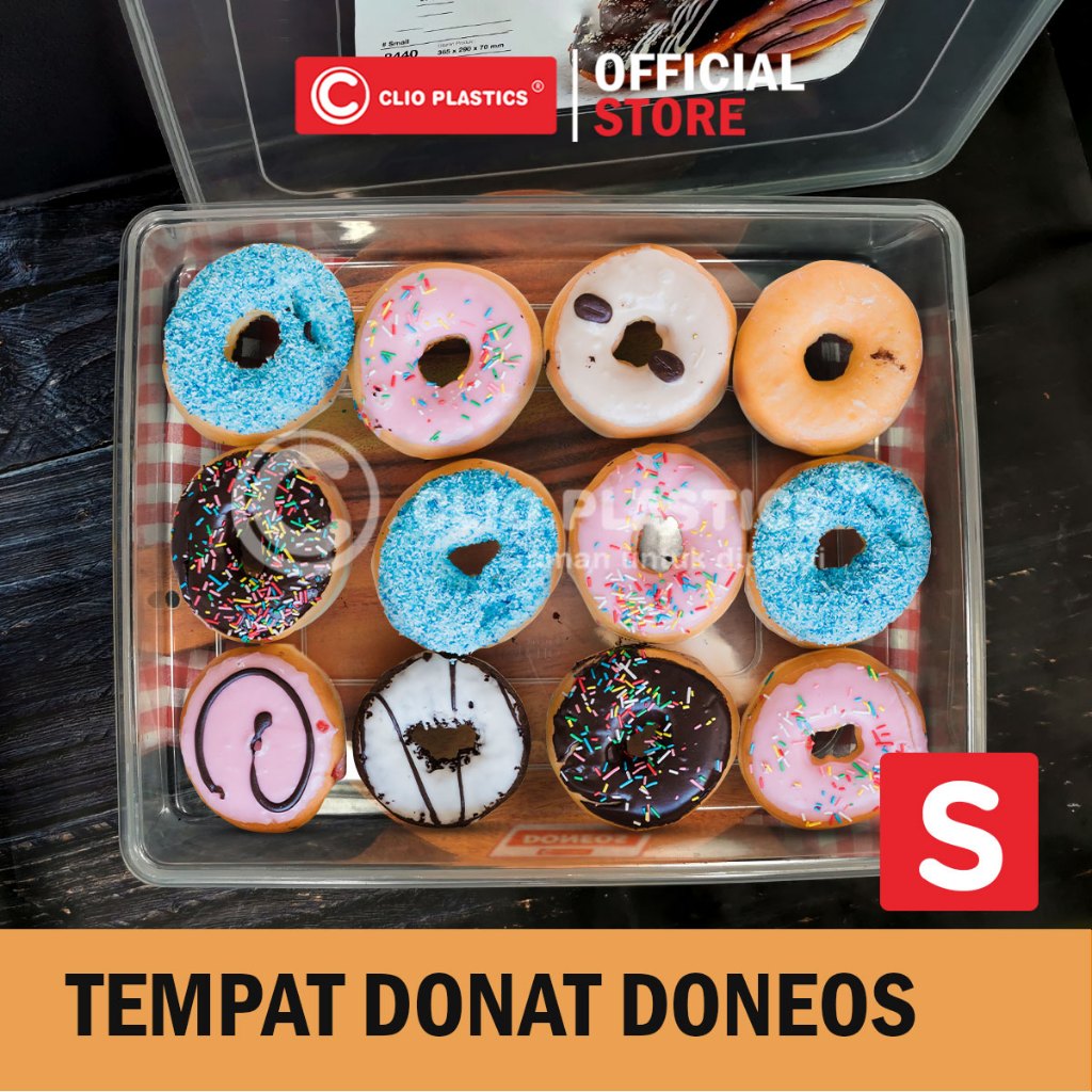 Doneos size S clio plastic - large plastic donut box donut holder large square cake box 5500 ML ...