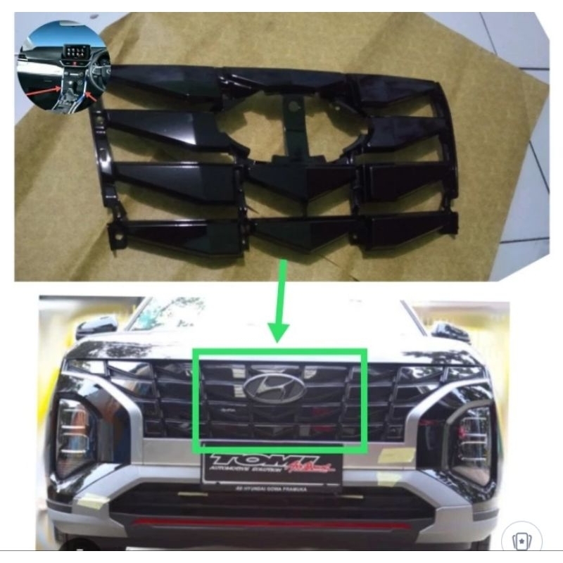 Original glossy black hyundai creta center front bumper grill | Shopee ...