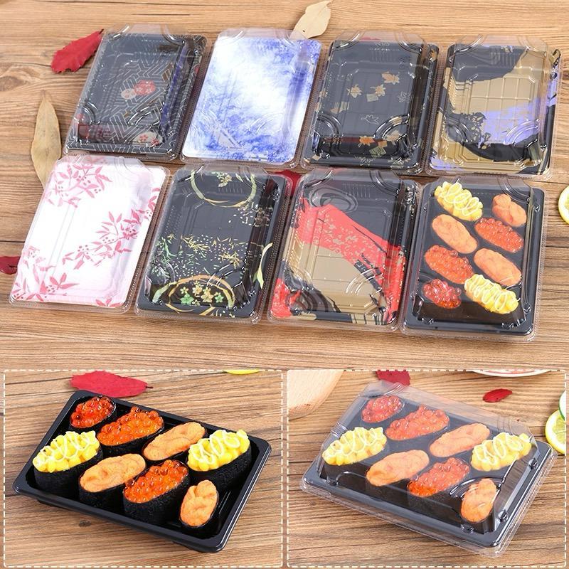 MERAH HITAM 10 PCS BOX MIKA SUSHI JAPAN TRAY ONIGIRI BLACK RED LUNCH ...