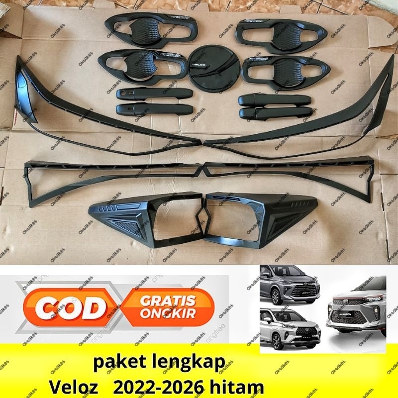 HITAM Complete package Veloz 2022 2023 2025 2026 Garnish front rear ...