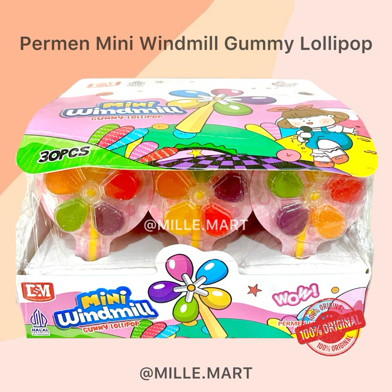 MINI WINDMILL GUMMY LOLLIPOP DSM FAN CANDY CONTENTS 30 PCS/REVISED SOFT ...