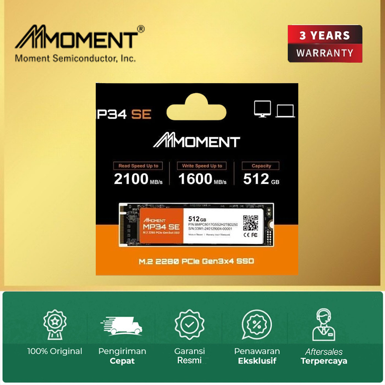 Ssd Moment MP34 SE 512GB NVME M.2 2280 GEN 3x4 | Shopee Malaysia