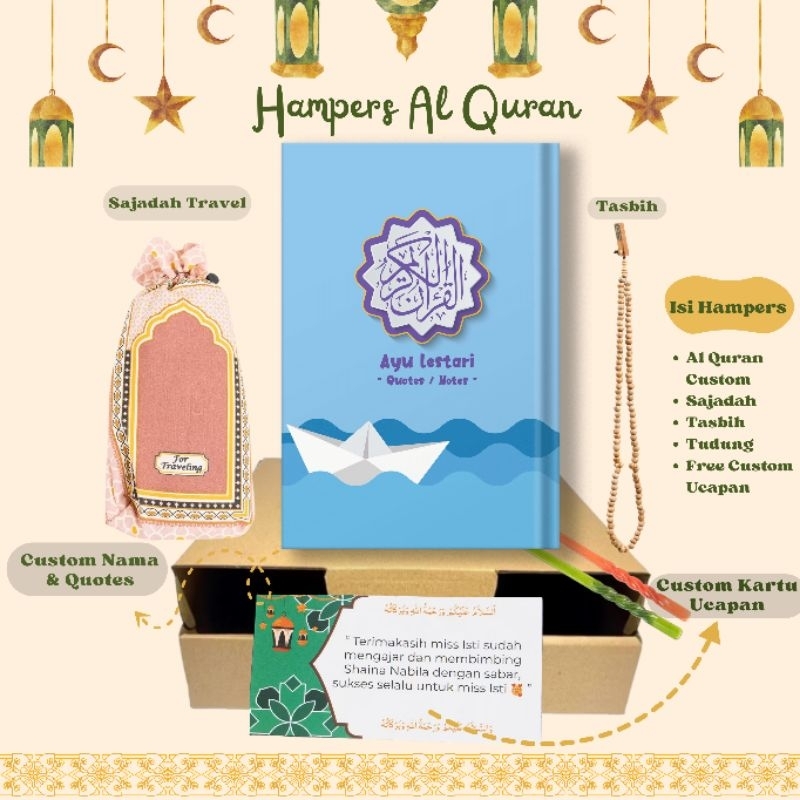 Al Quran Hampers Custom Sajadah Complete Gift Name Wedding Gift Premium ...