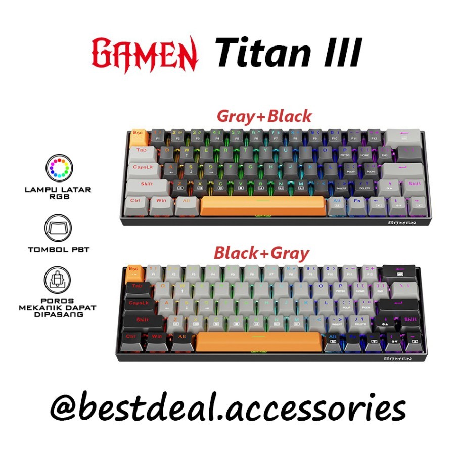 Gamen Titan III Mechanical Switch Blue Gaming Keyboard Wired RGB ...