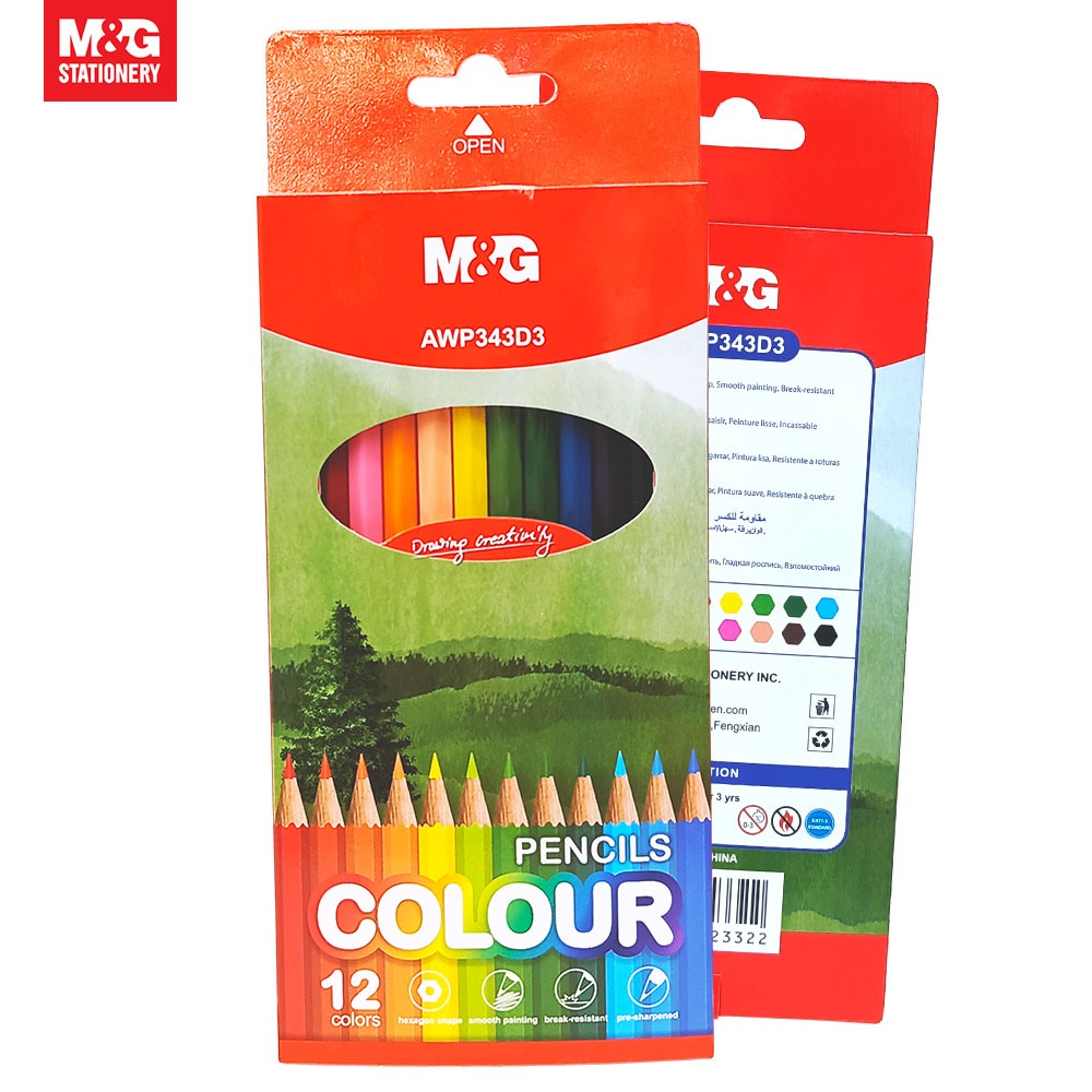 M&g HEX 12 Color Pencil Long Color Pencil | Shopee Malaysia