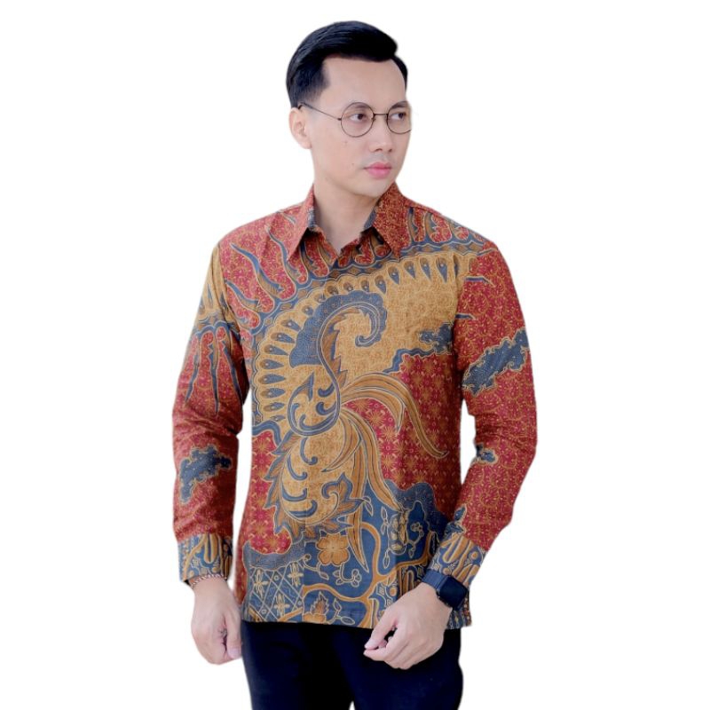 MERAH KEMEJA MODERN MEN'S BATIK TOPS SHORT SLEEVED BATIK SHIRT BRICK ...