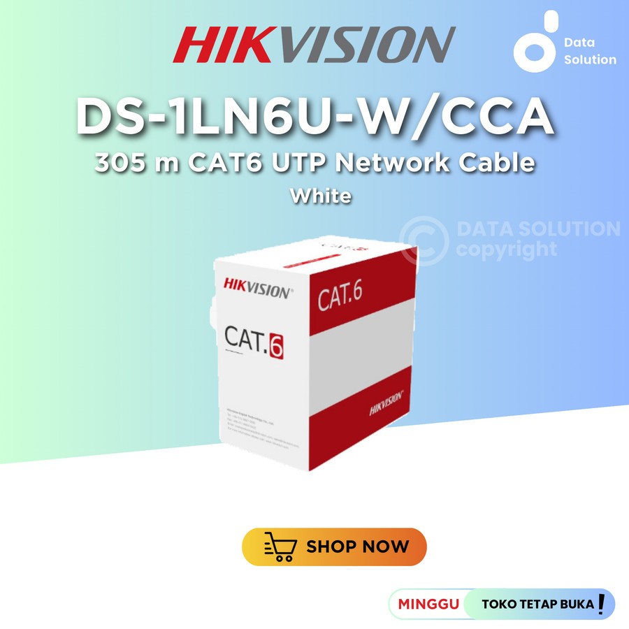 Hikvision Cable Cat6 UTP DS-1LN6U-W/CCA (WHITE) 305m | Shopee Malaysia