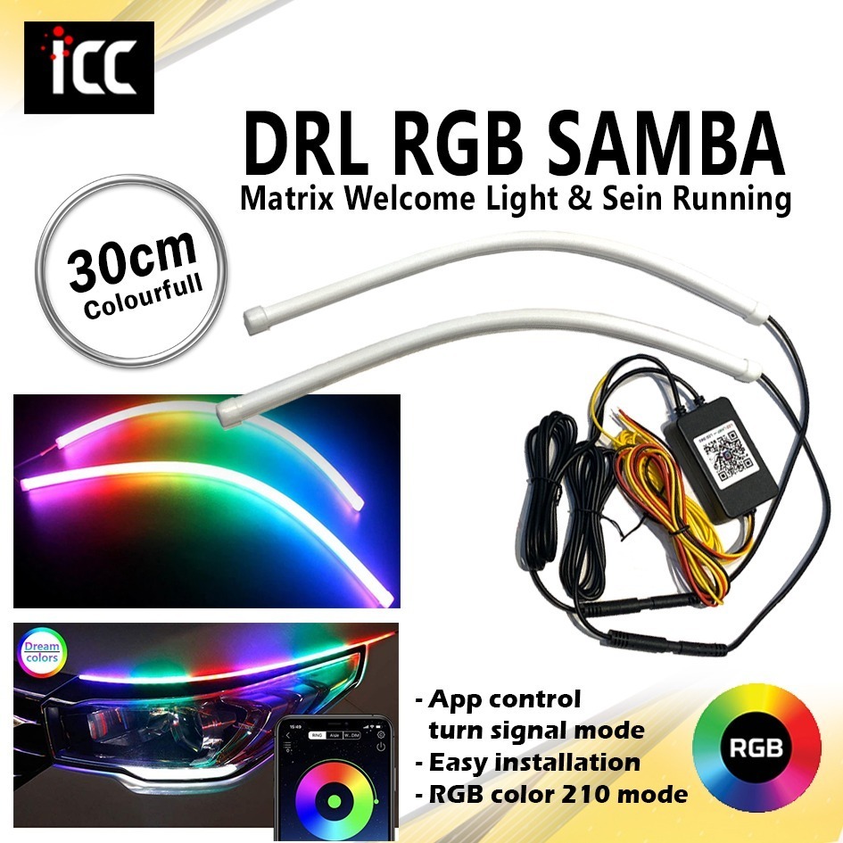 Drl RGB Samba Softled 30cm 60cm DRL wellcome light ICC Brand | Shopee ...