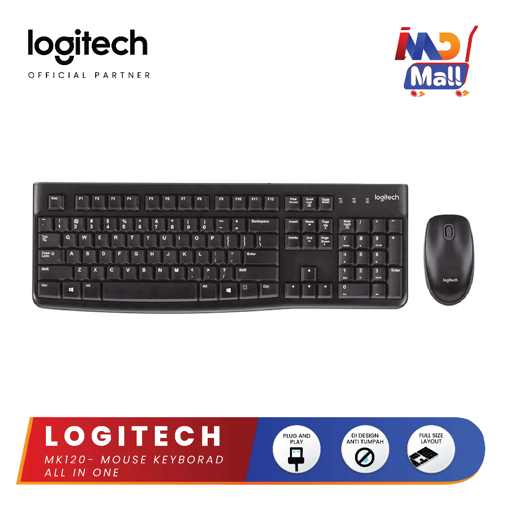 Logitech DESKTOP MK120 USB KEYBOARD+USB MOUSE | Shopee Malaysia