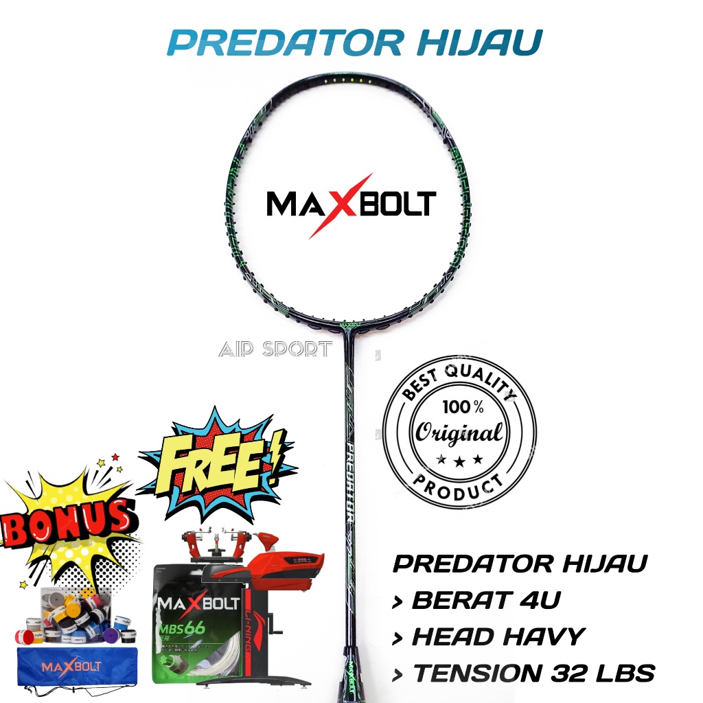 Original Maxbolt Predator badminton racket | 32 Lbs | Shopee Malaysia