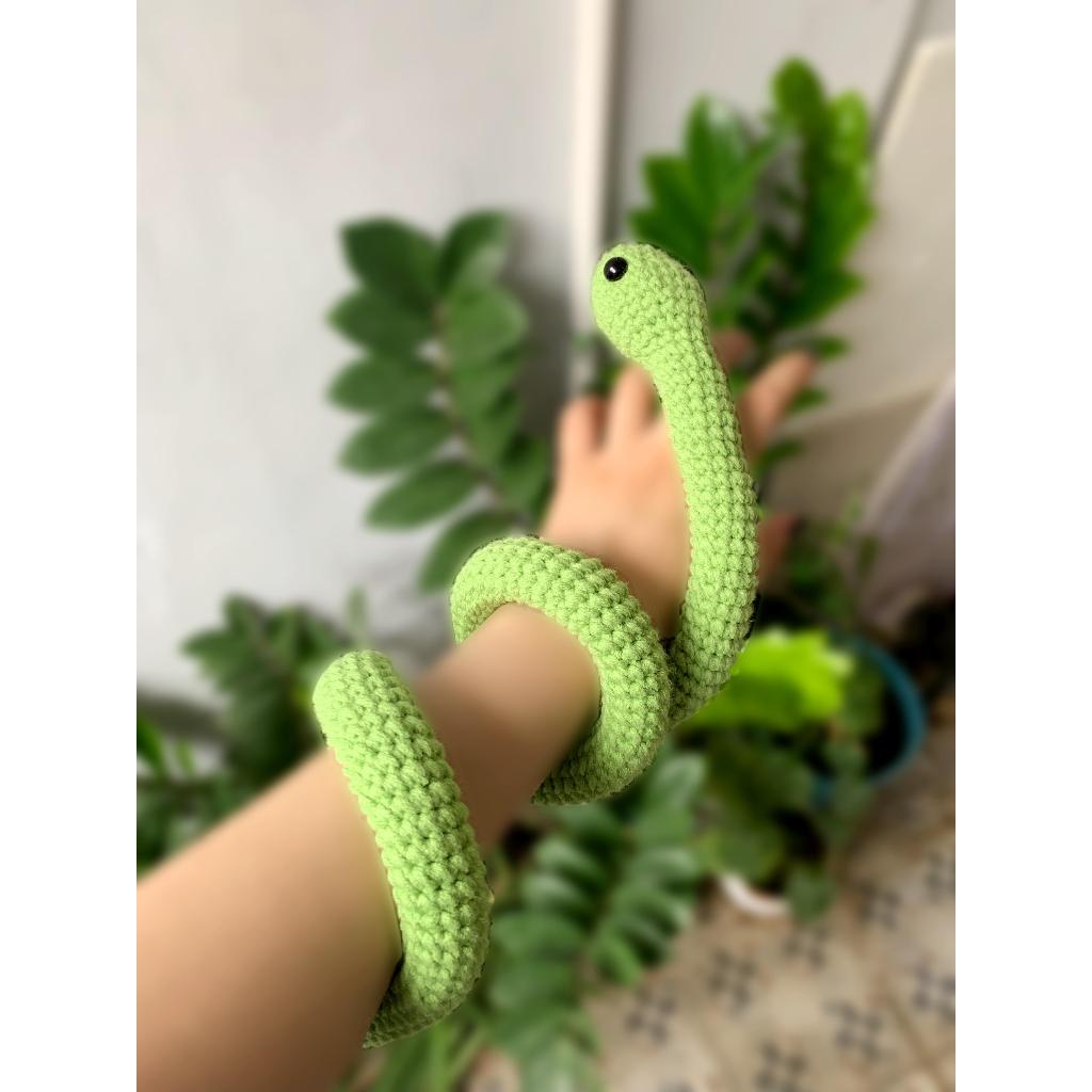 HIJAU Crochet green snake handmade Crochet snake doll Crochet | Shopee ...