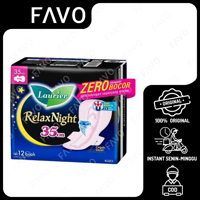 Laurier Relax Night Wing Sanitary Napkins 35cm - 12 pcs | Shopee Malaysia