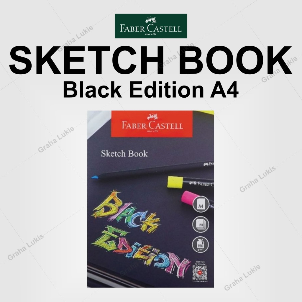 Faber Castell Black Edition SKETCHBOOK A4/Drawing Book Black Edition ...