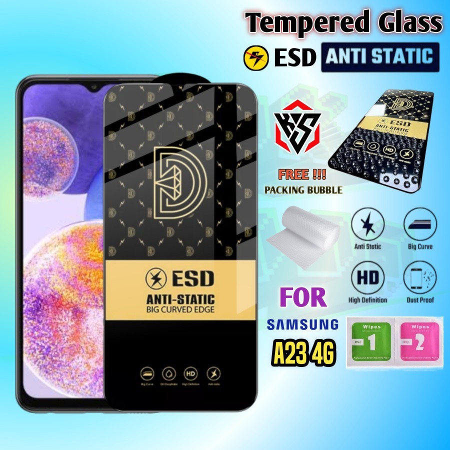 Samsung A23 4G 6.6" Tempered Glass ESD Anti Static Full Screen ...