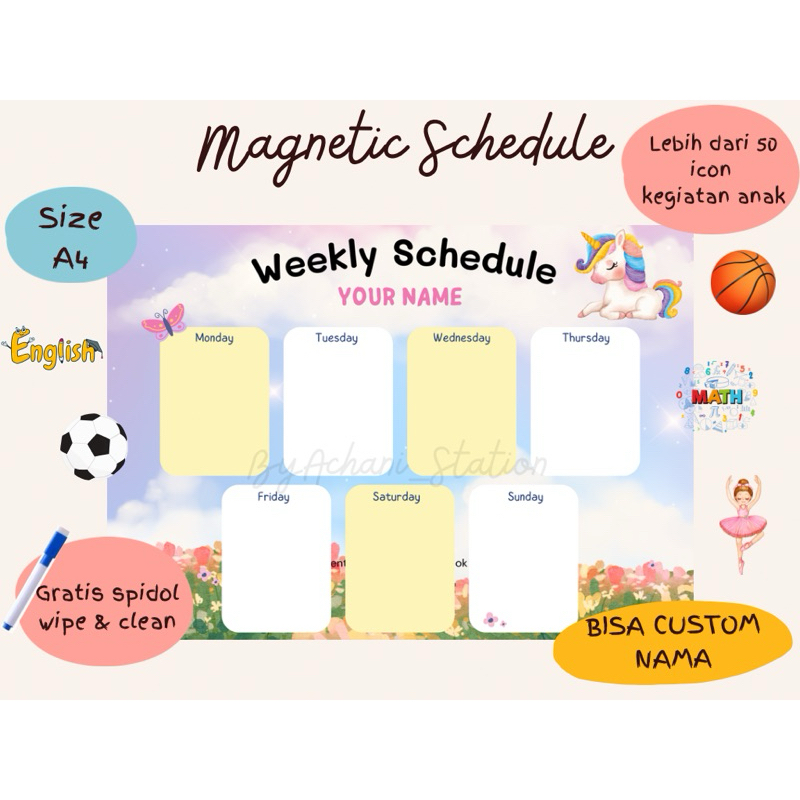 Magnetic WEEKLY SCHEDULE | Weekly PLANNER With MAGNET | Magnetic ...