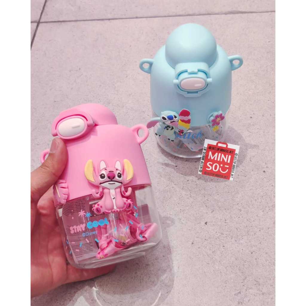 Miniso Straw Drinking Bottle + Long Rope DISNEY STITCH / ANGEL ...